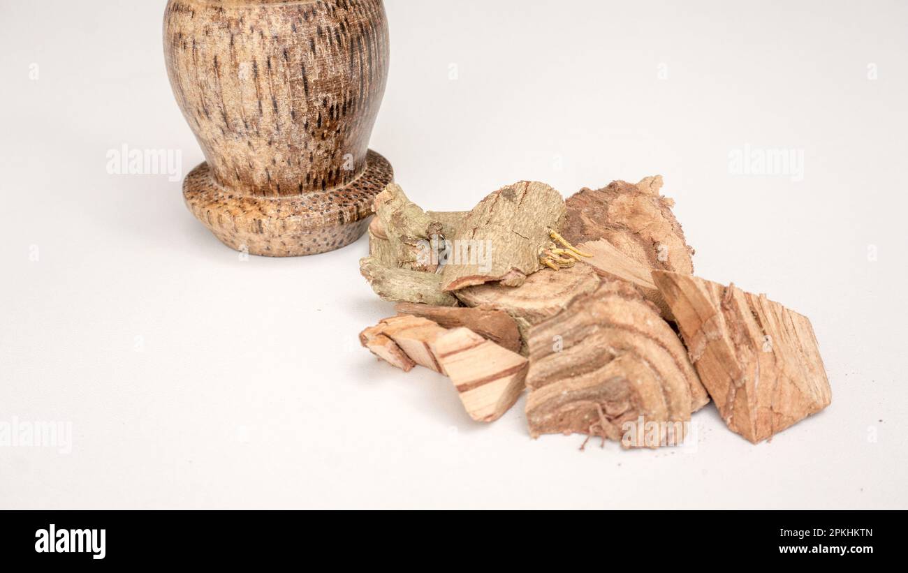Salacia reticulata Ayurvedic medicine on white background Stock Photo ...