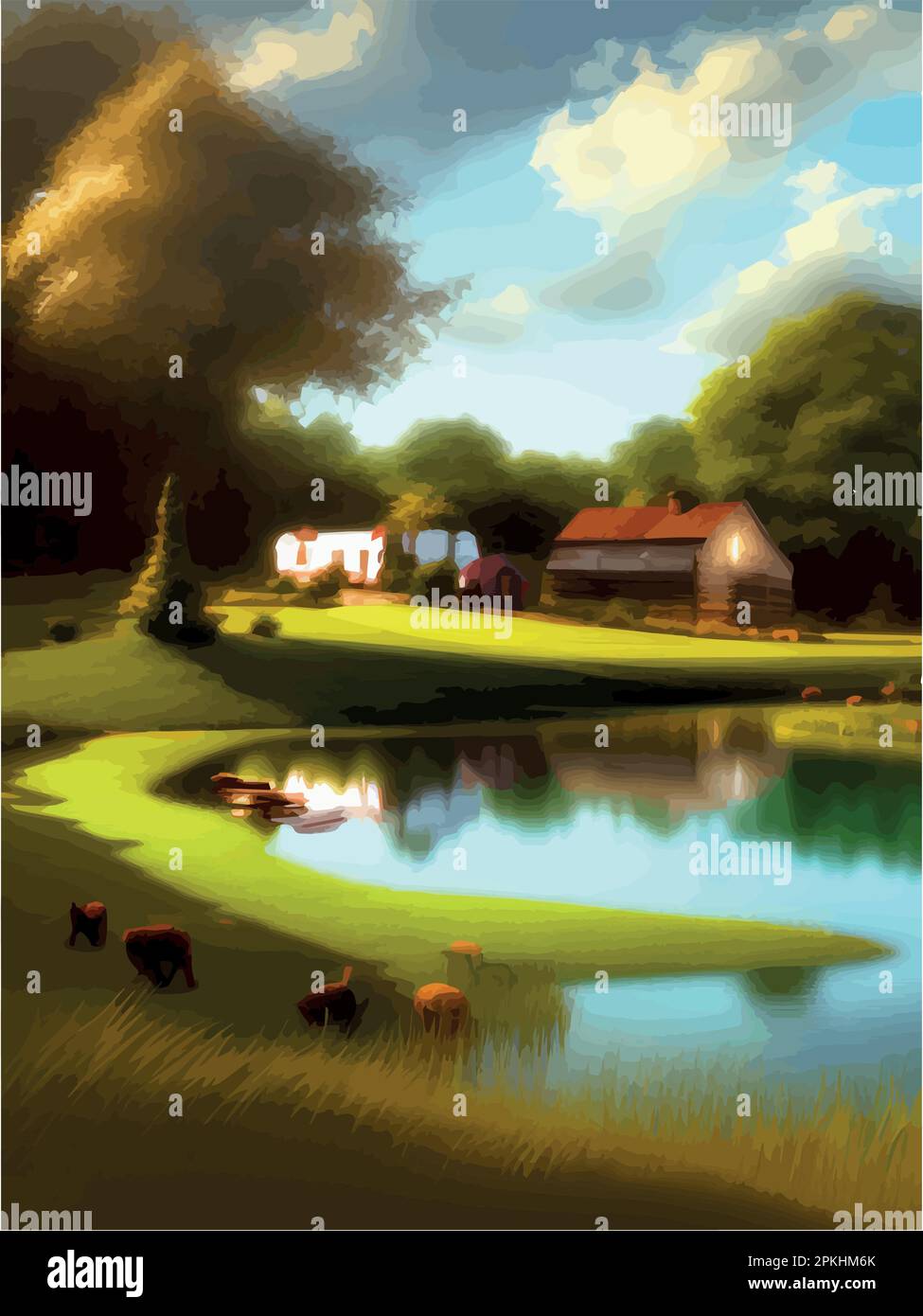 Lake district cottage countryside Stock Vector Images - Alamy