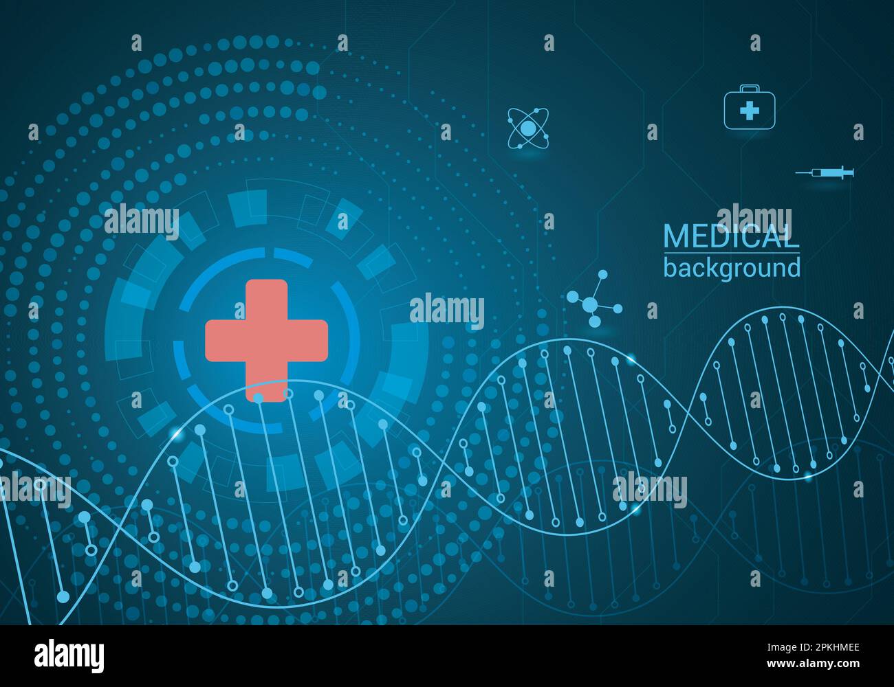 medical background with red cross, dna and treatment elements Stock ...