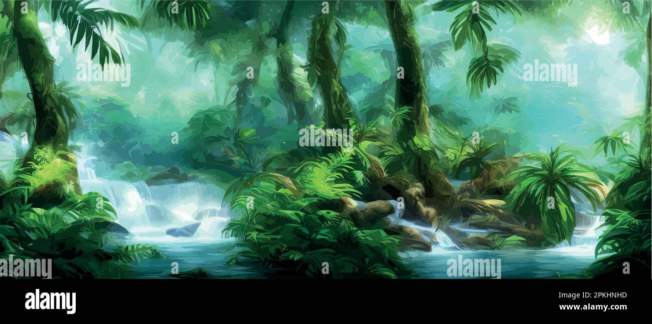 Amazon water tropical rainforest Stock Vector Images - Alamy
