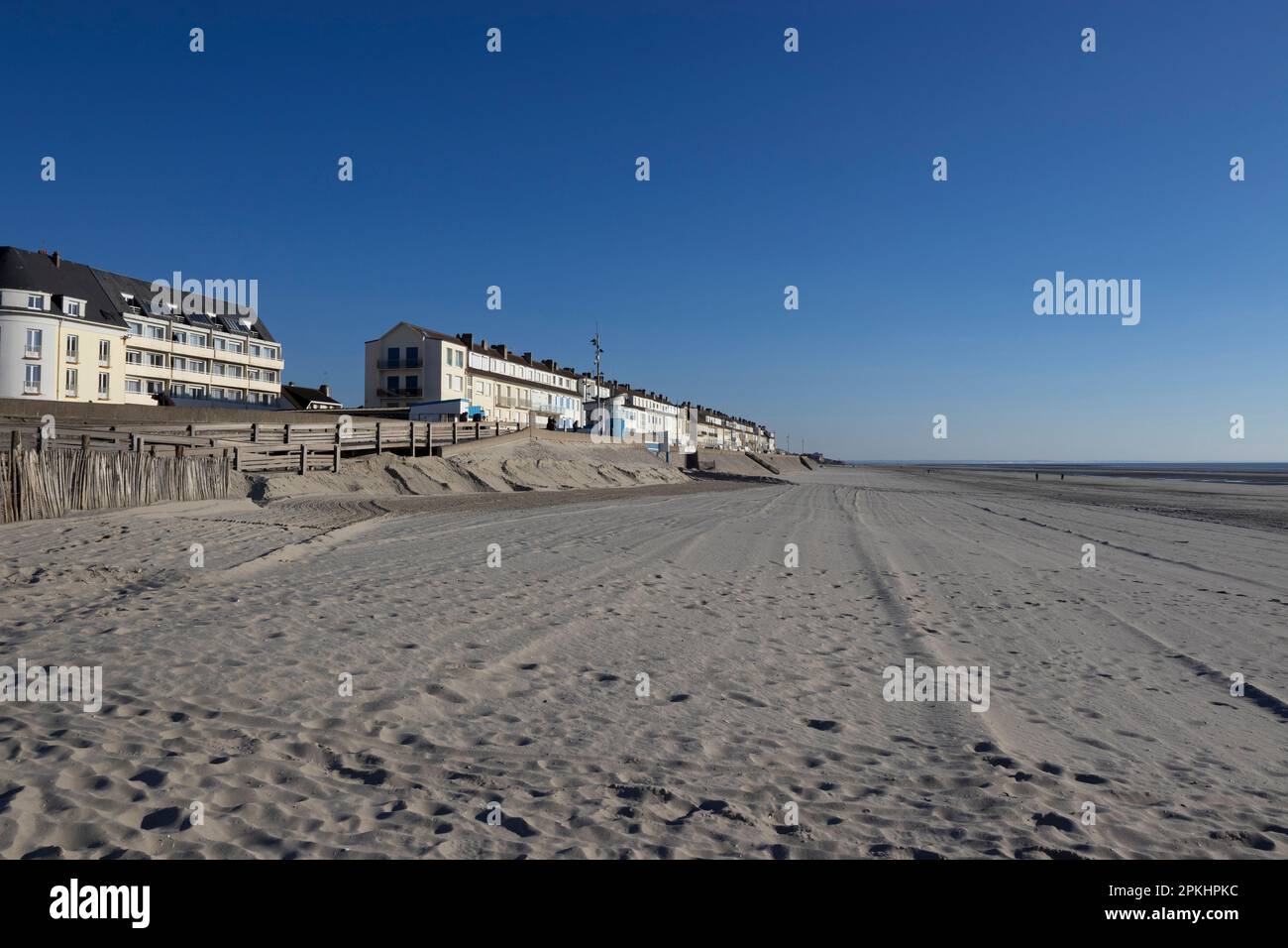 View of the beach and seafront at Fort-Mahon-Plage in the Somme ...