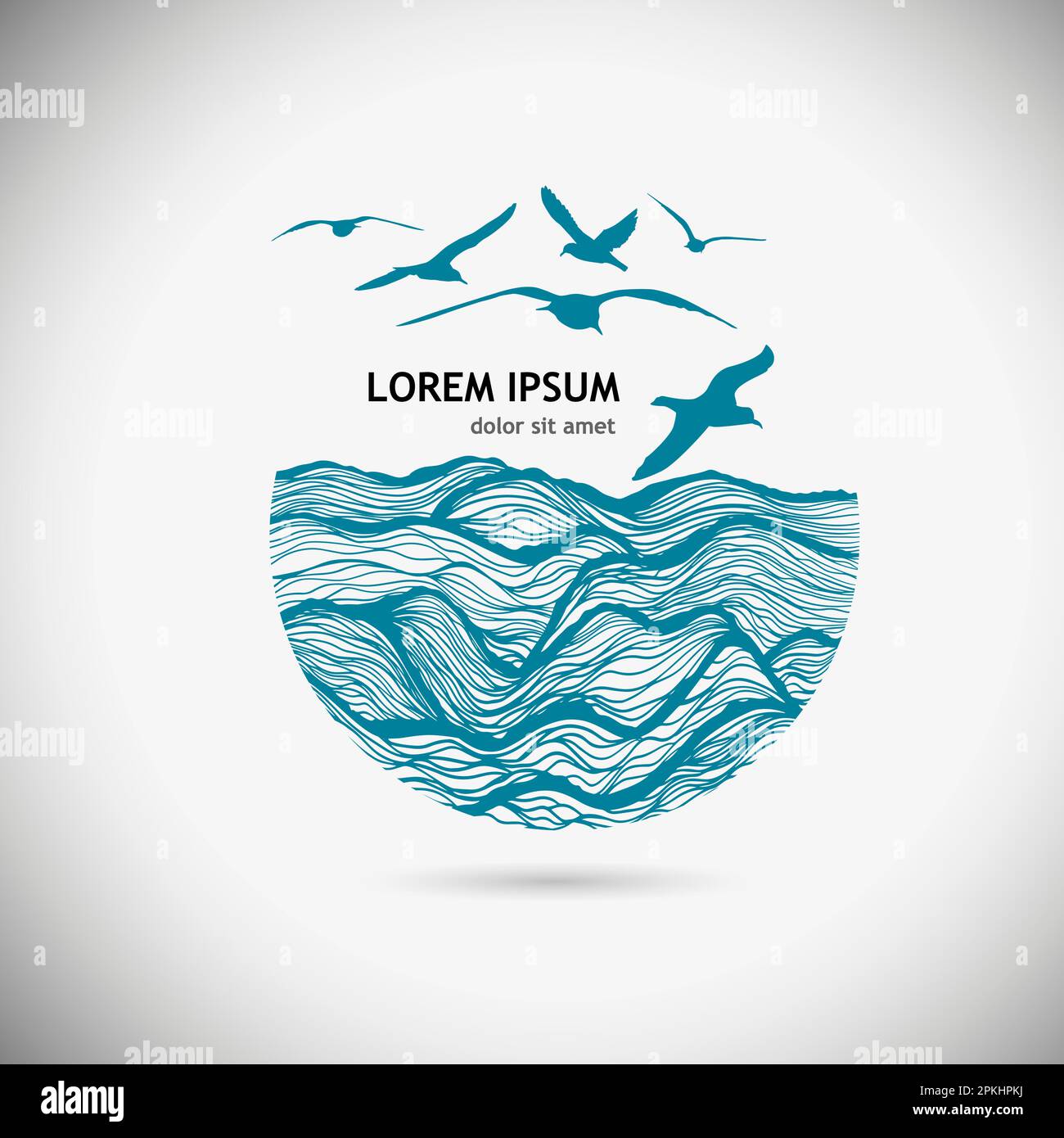 Sea icon. Waves and seagulls. Vector illustration Stock Vector Image ...