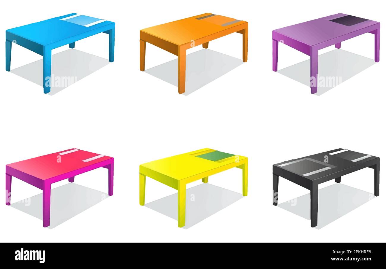 set vector illustration of colorful chairs isolated on white background ...