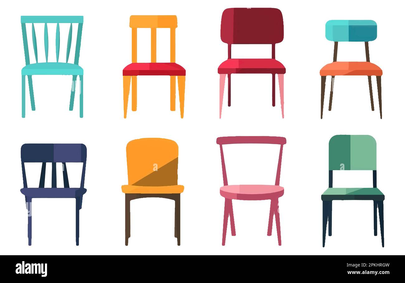 set vector illustration of colorful chairs isolated on white background ...