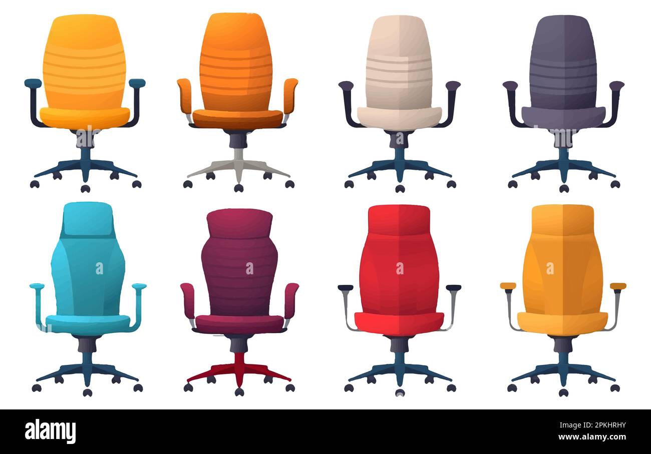 set vector illustration of colorful chairs isolated on white background ...