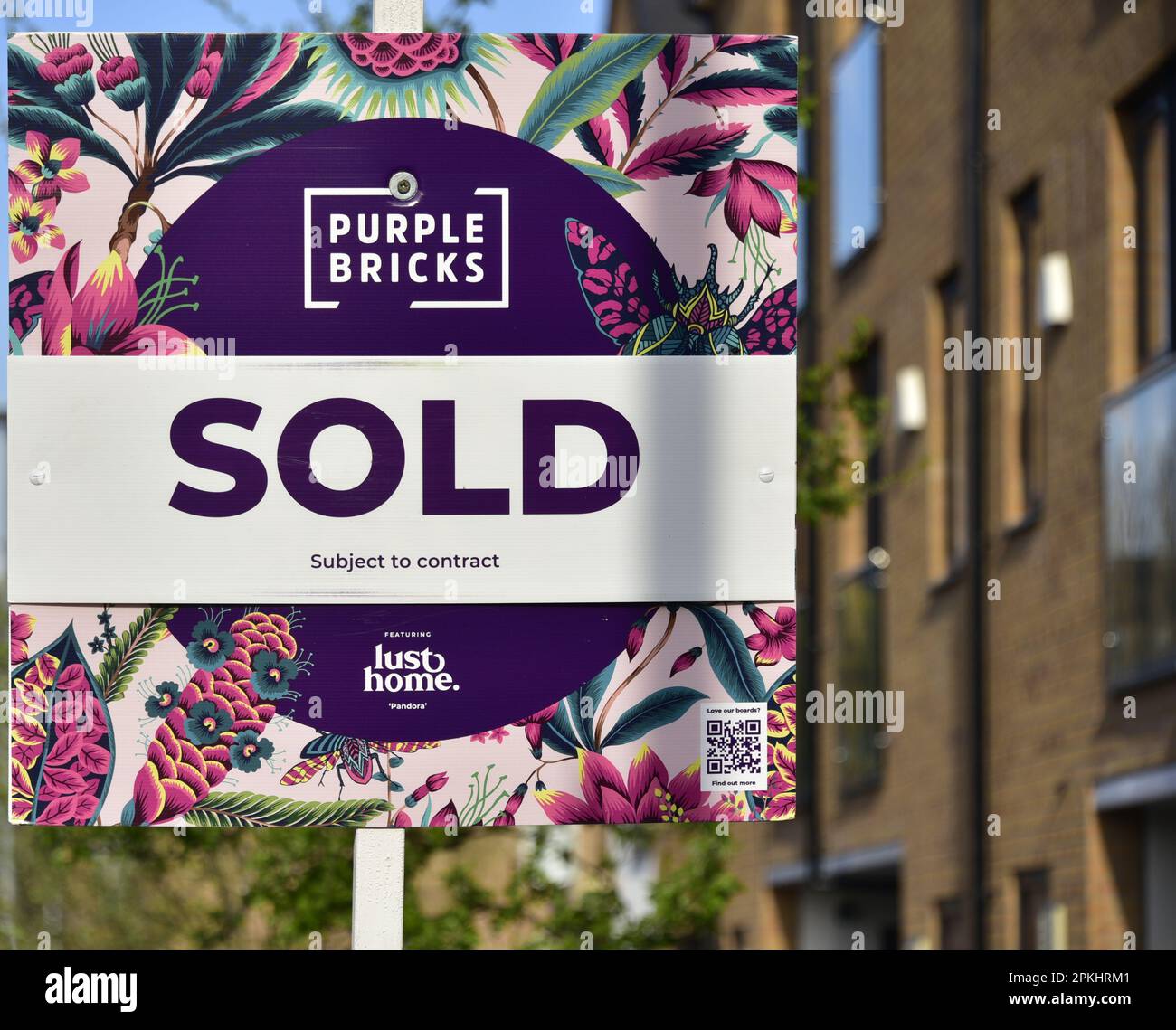 A Purple Bricks estate agent 'sold' sign outside a house in Manchester ...