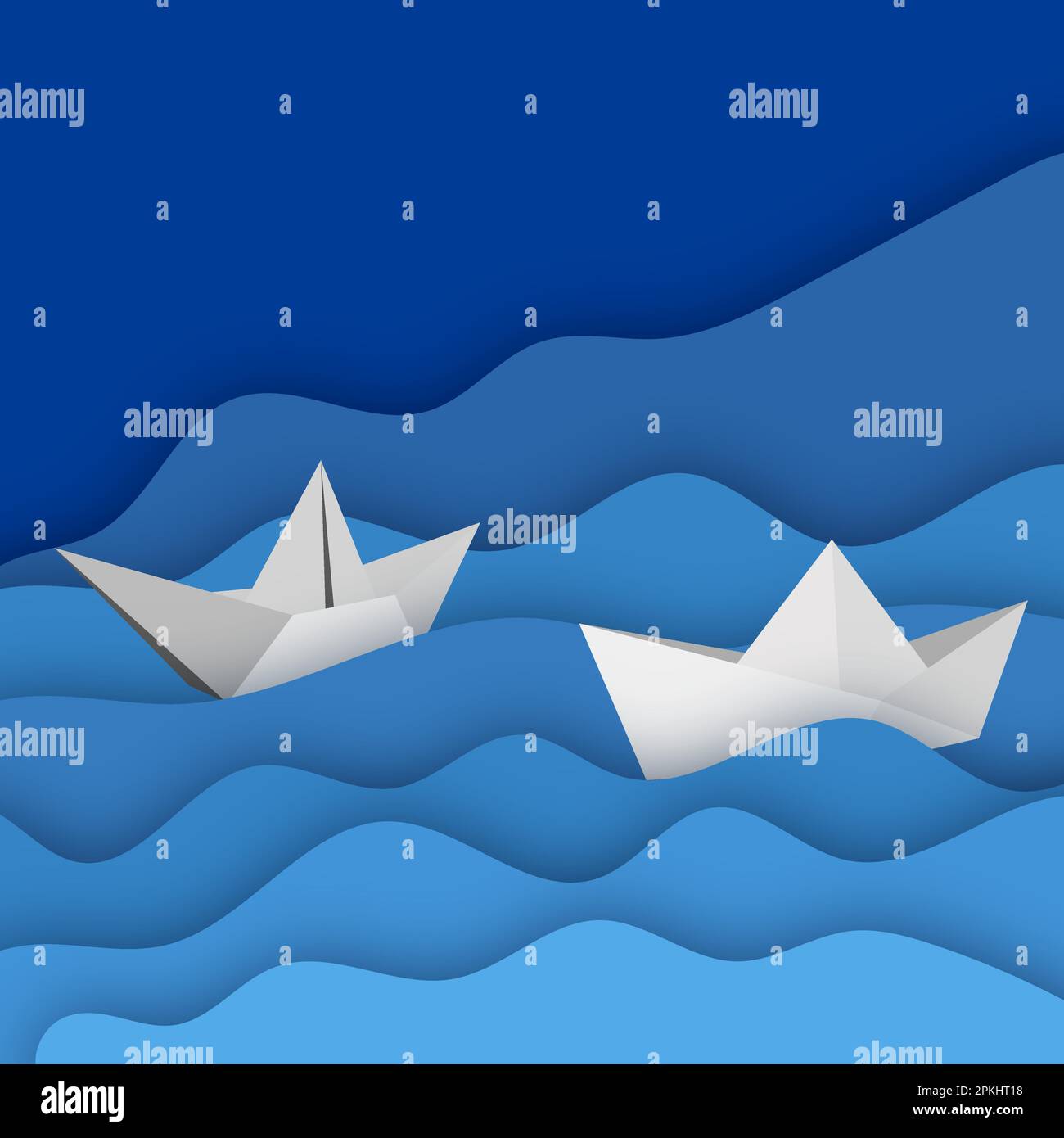 Paper ship on the waves, background, postcard, invitation, for printing ...