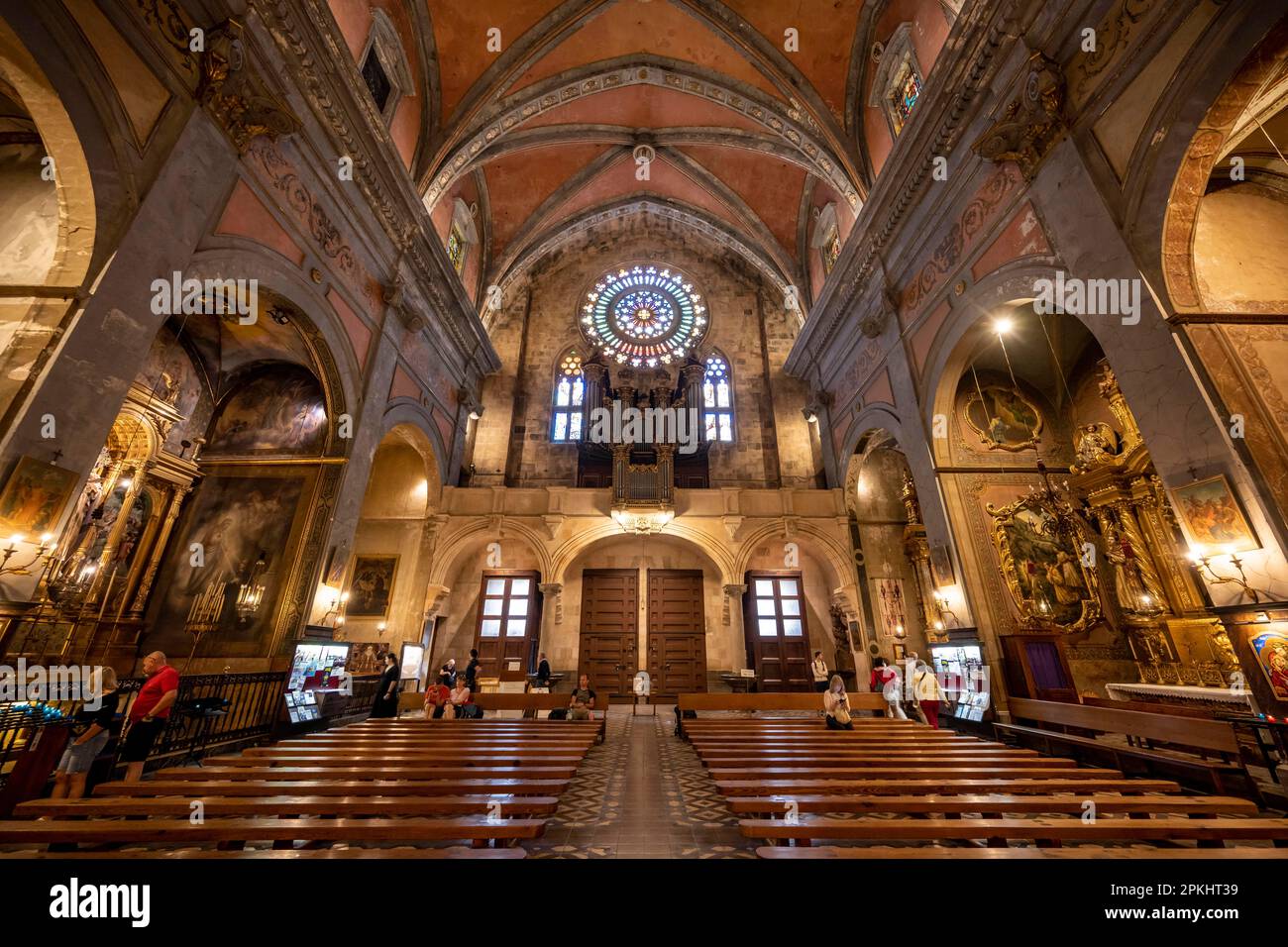 Interior view of the church Parroquia de Sant Bartomeu de Soller, with ...