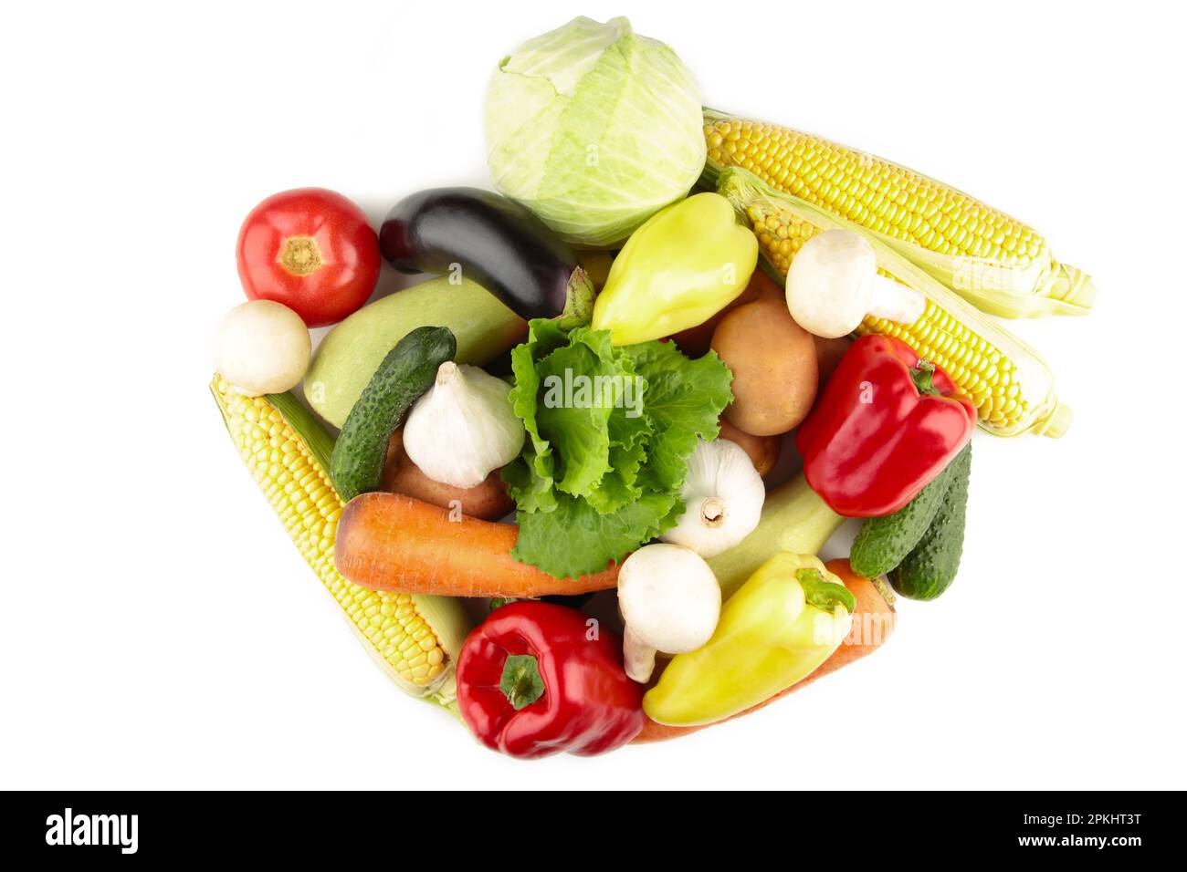 Fresh vegetables isolated on white background, cutout. Top view Stock ...
