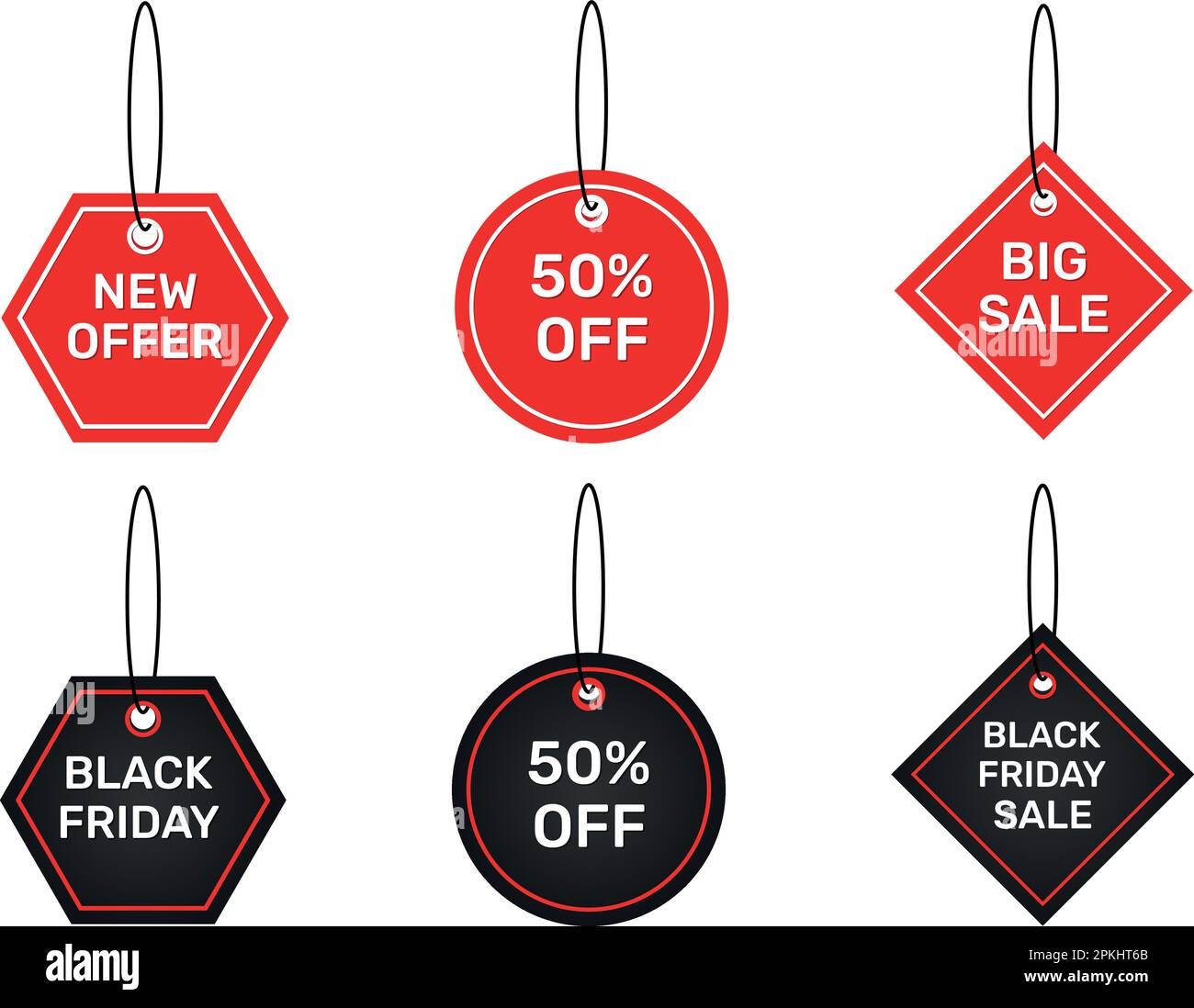 Vector collection of promo stickers and badges with different percent ...