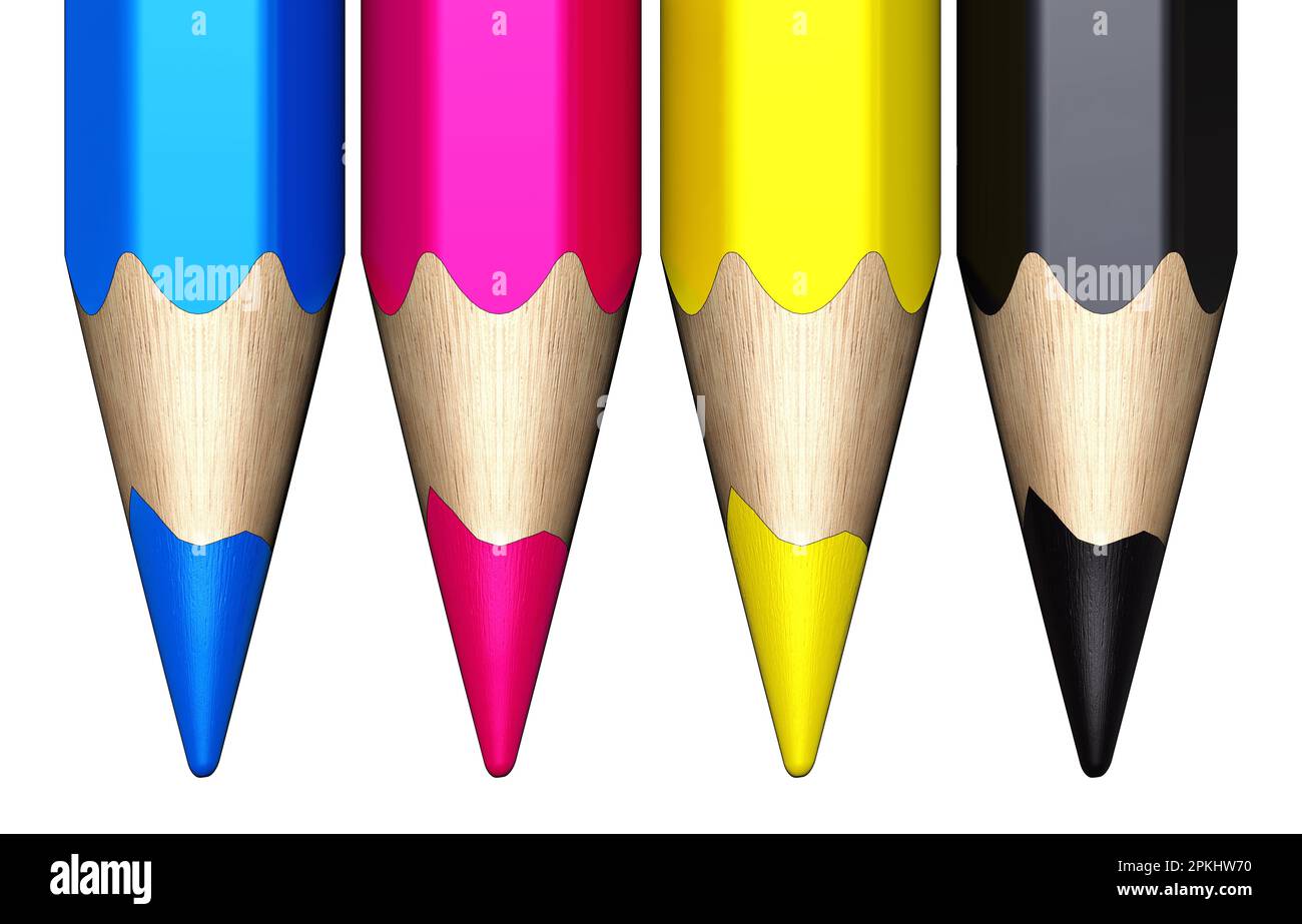 3D rendering of color pencil Stock Photo - Alamy