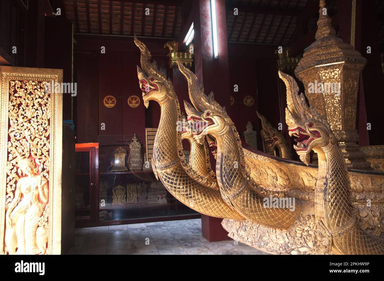 Serpent on Chariot Hall or Funeral chapel of Wat Xieng Thong It is one ...