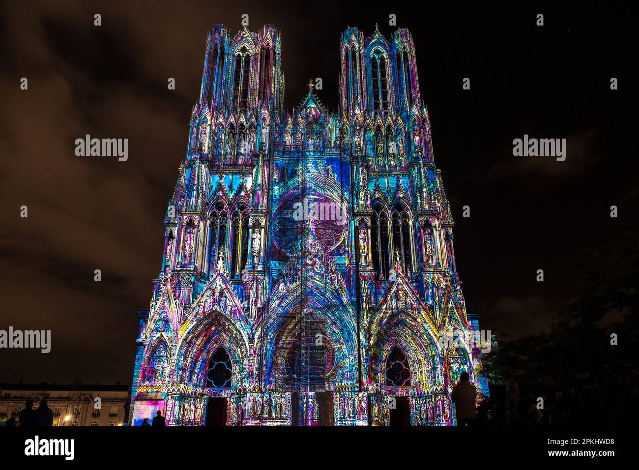 Light Show at Reims Cathedral Stock Photo - Alamy