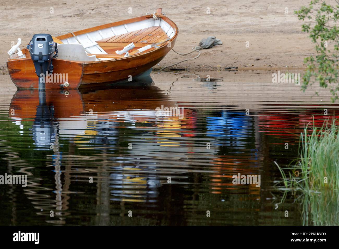 Rowing Boat Moored on Loch Insh Stock Photo - Alamy