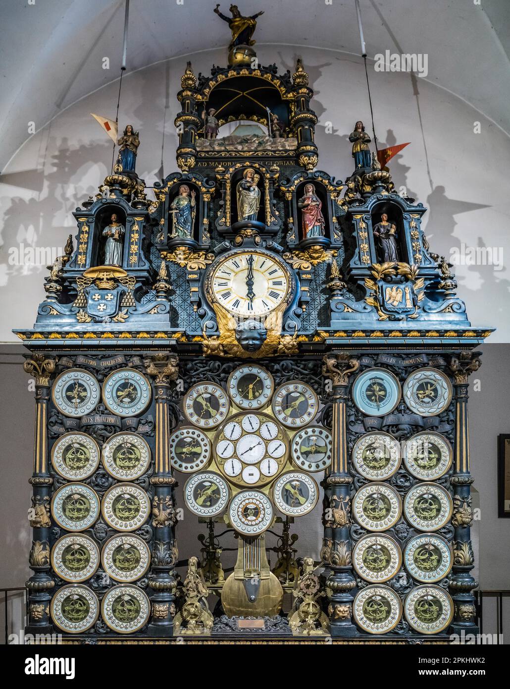 View of the Astronomical Clock in Cathedral of St Jean in Besancon ...