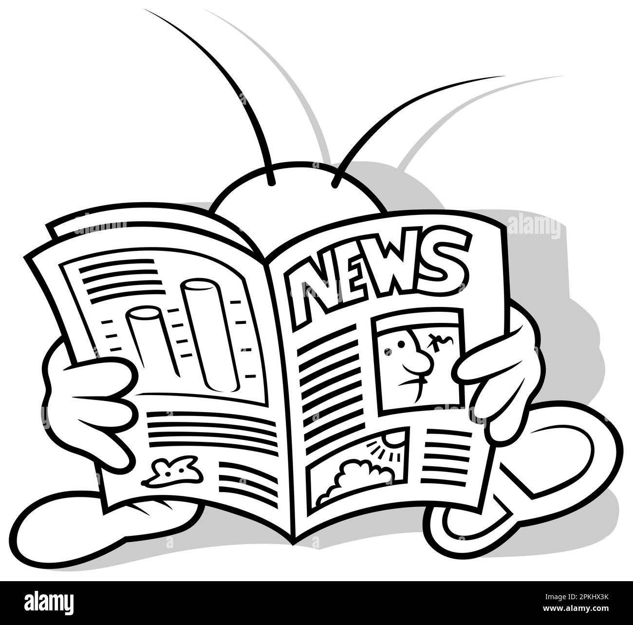 A Drawing of a Beetle that Reads a Newspaper Stock Vector Image & Art ...