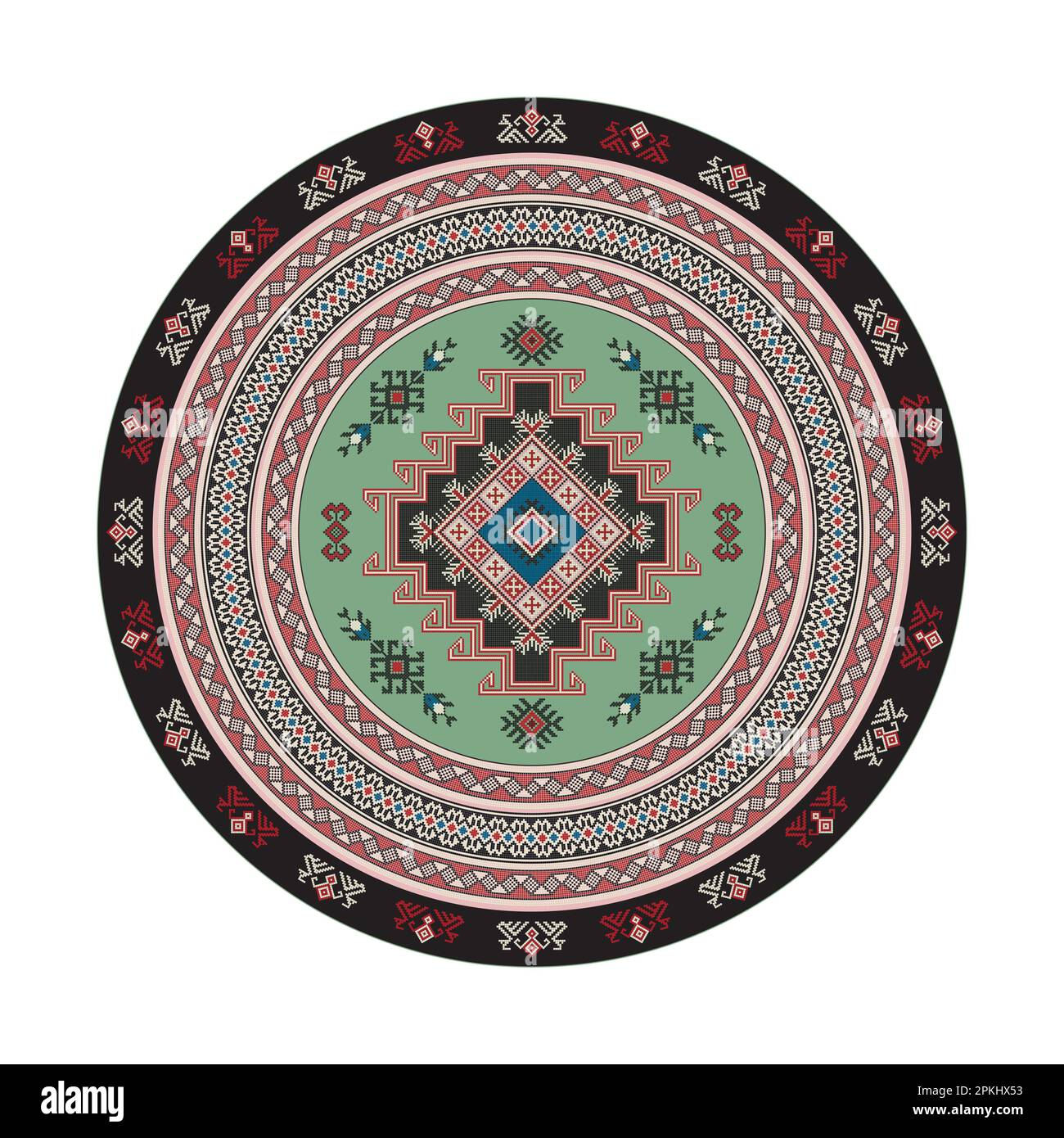 Traditional Georgian round decorative element, isolated vector over ...
