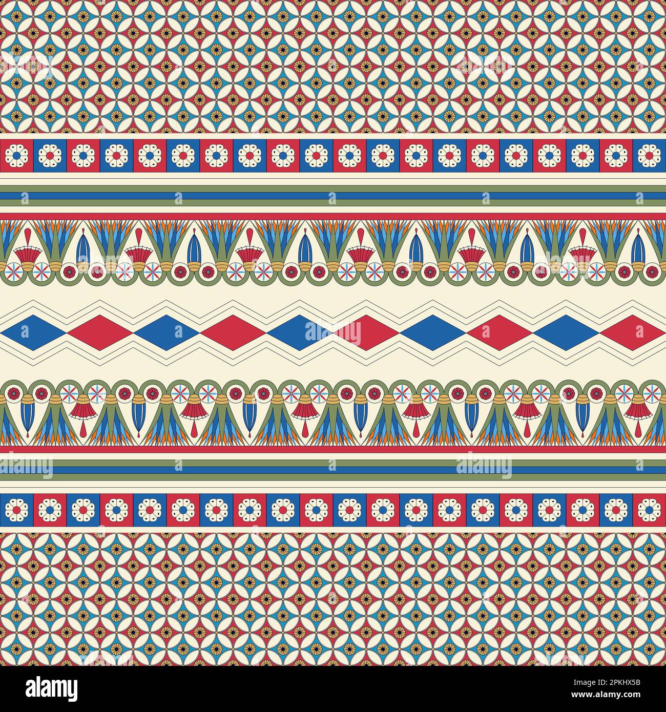 Ancient Egyptian traditional background, vector seamless pattern Stock ...