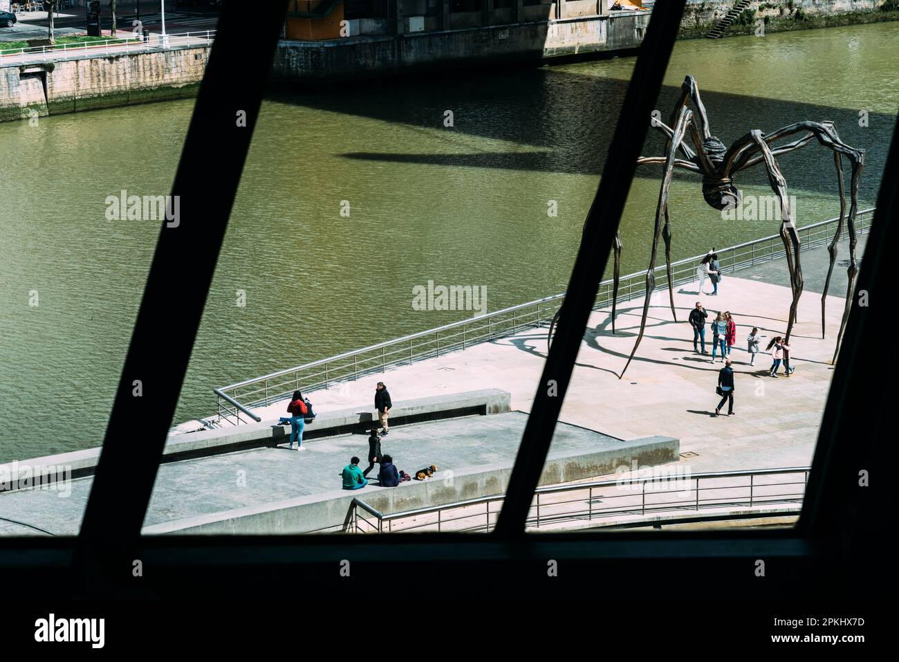 View of Louise Bourgeois giant 11 meter high spider at the back of the ...