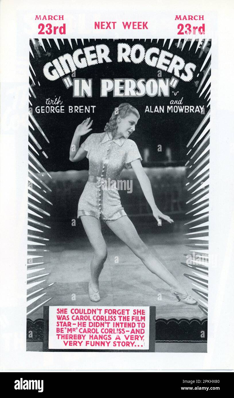 Ad for GINGER ROGERS in IN PERSON 1935 director WILLIAM A. SEITER RKO Radio Pictures from inside ...