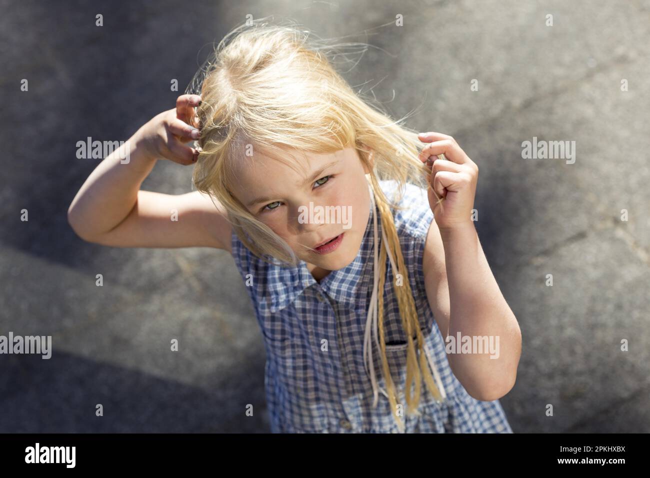 Girl (5), portrait from above, Kiel, Germany Stock Photo - Alamy