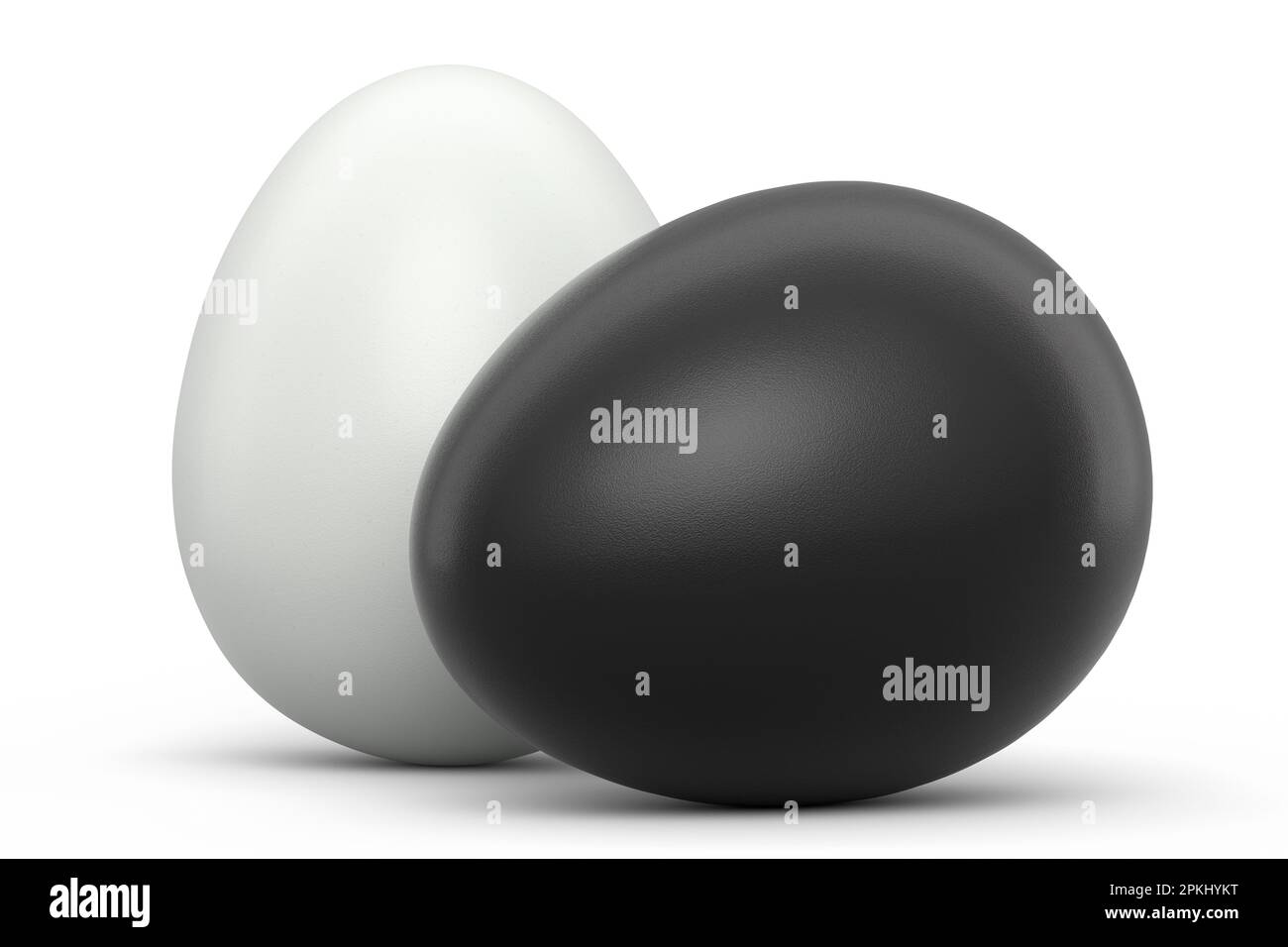 Farm raw organic black and white eggs for morning breakfast on white ...