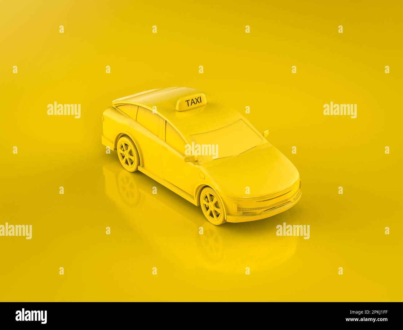 3d rendering yellow ev taxi or electric vehicle on yellow background ...