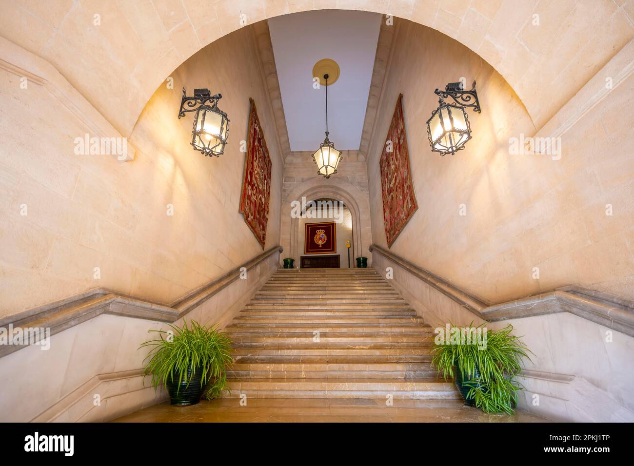 Staircase to the upper floors, interiors of the Royal Palace La ...