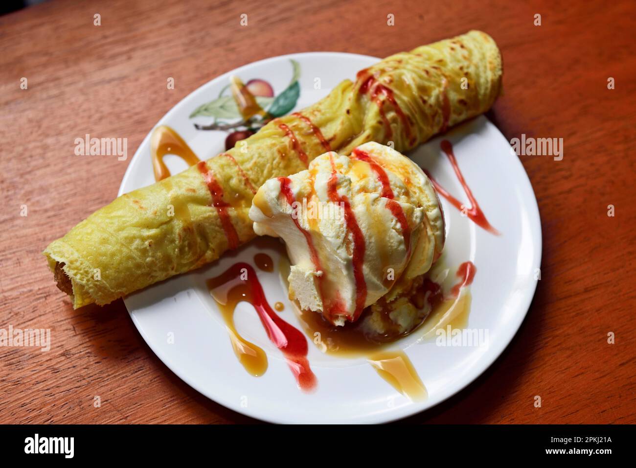 Roti, typical Sri Lankan dessert, pancake with coconut paste and ...