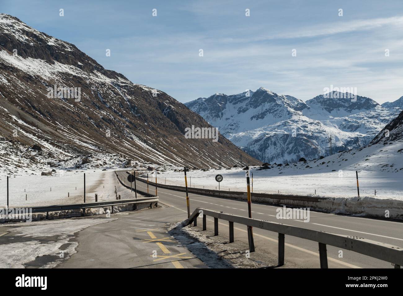 Julier pass, Switzerland, February 21, 2023 Alpine winter wonderland on ...