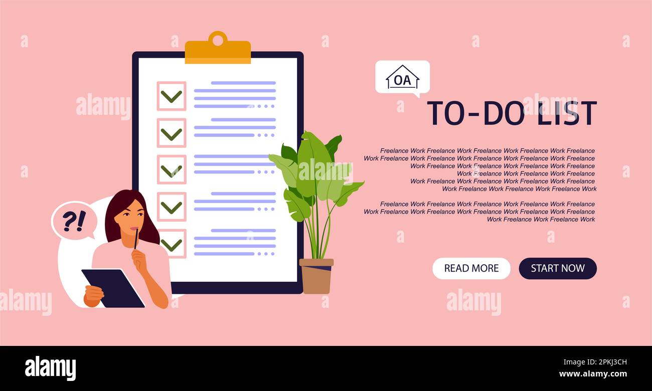 Checklist, to-do list landing page. Business idea, planning or coffee ...