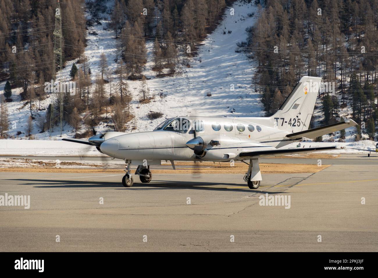 Samedan, Switzerland, February 21, 2023 Cessna 425 Conquest multi ...