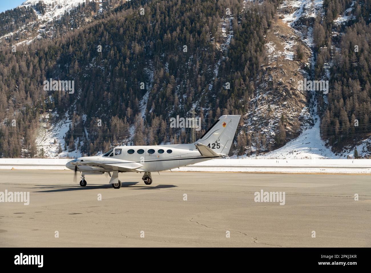 Samedan, Switzerland, February 21, 2023 Cessna 425 Conquest multi ...