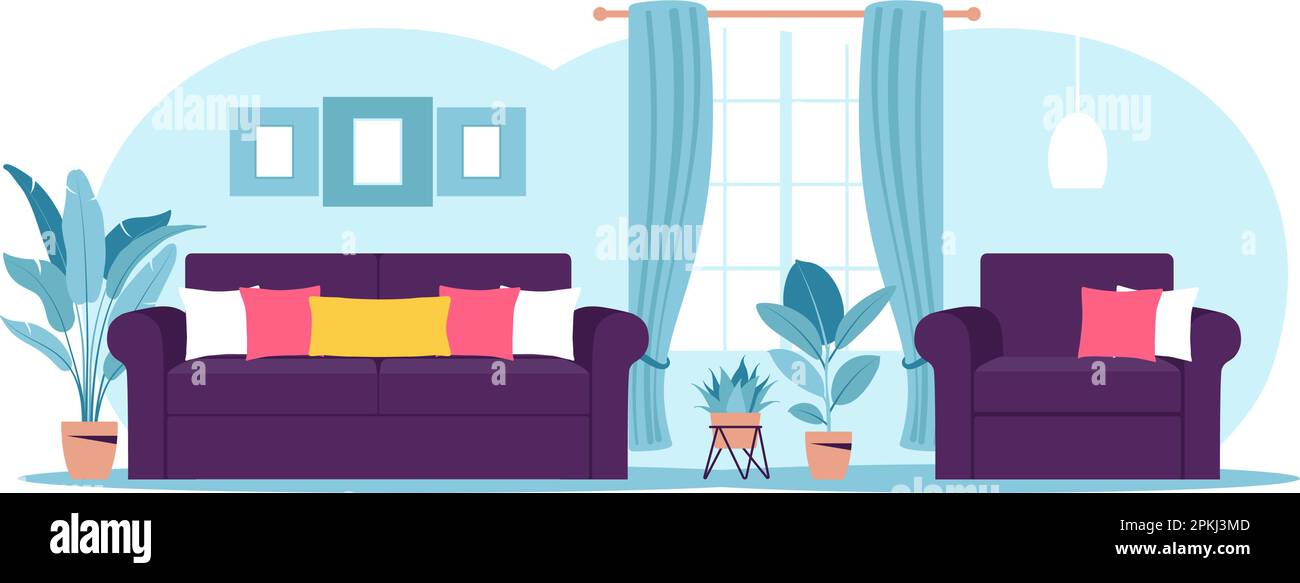 Interior of the living room with furniture. Modern sofa and armchair ...