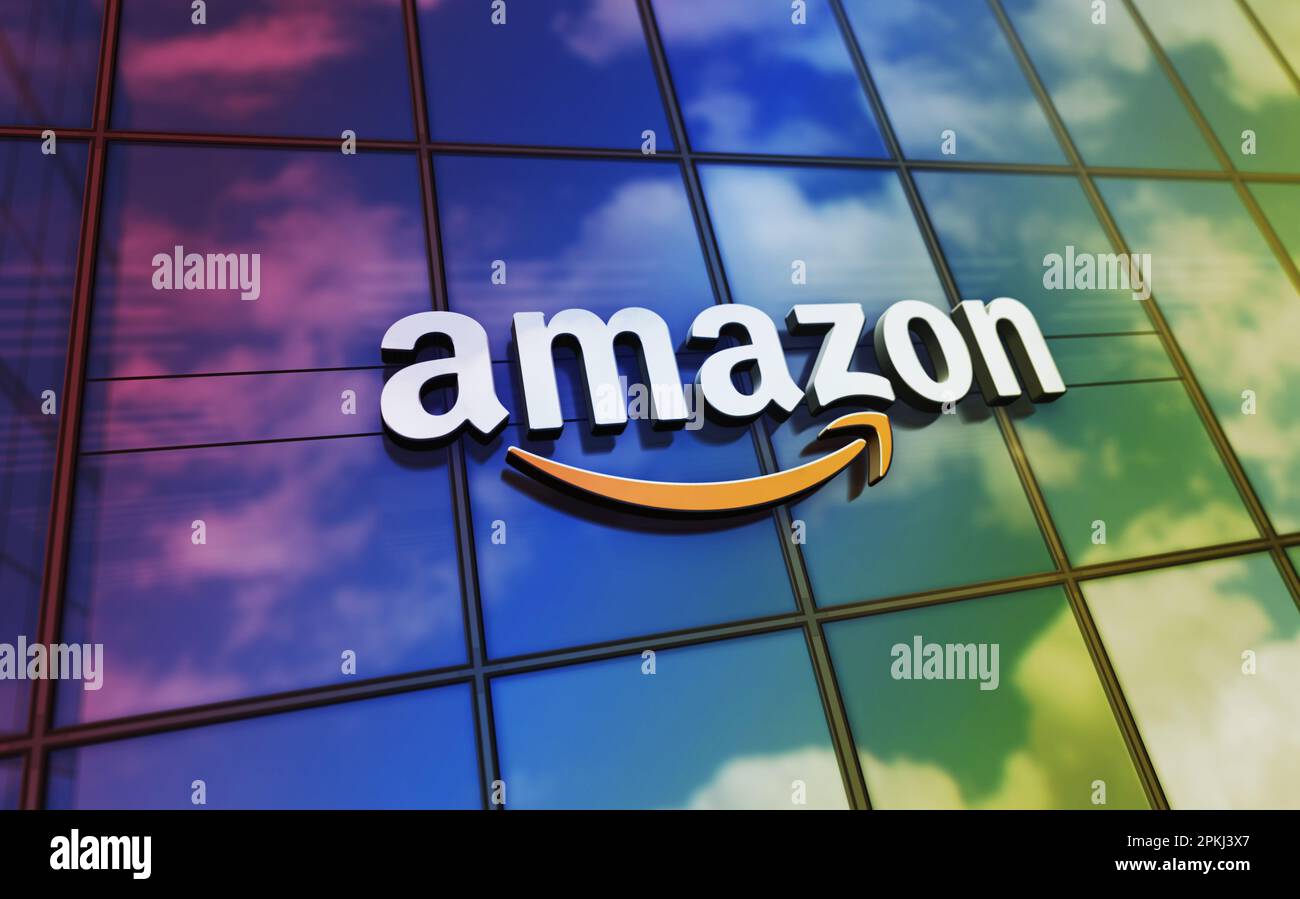 Seattle, USA, April 5, 2023: Amazon corporation headquarters glass ...