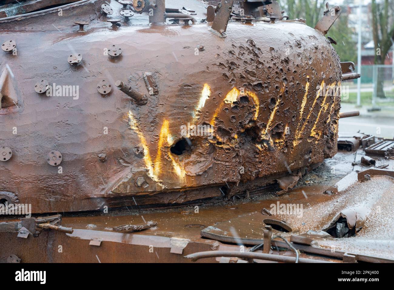 Russian T-72B tank, destroyed by the Ukrainian army in the spring of ...