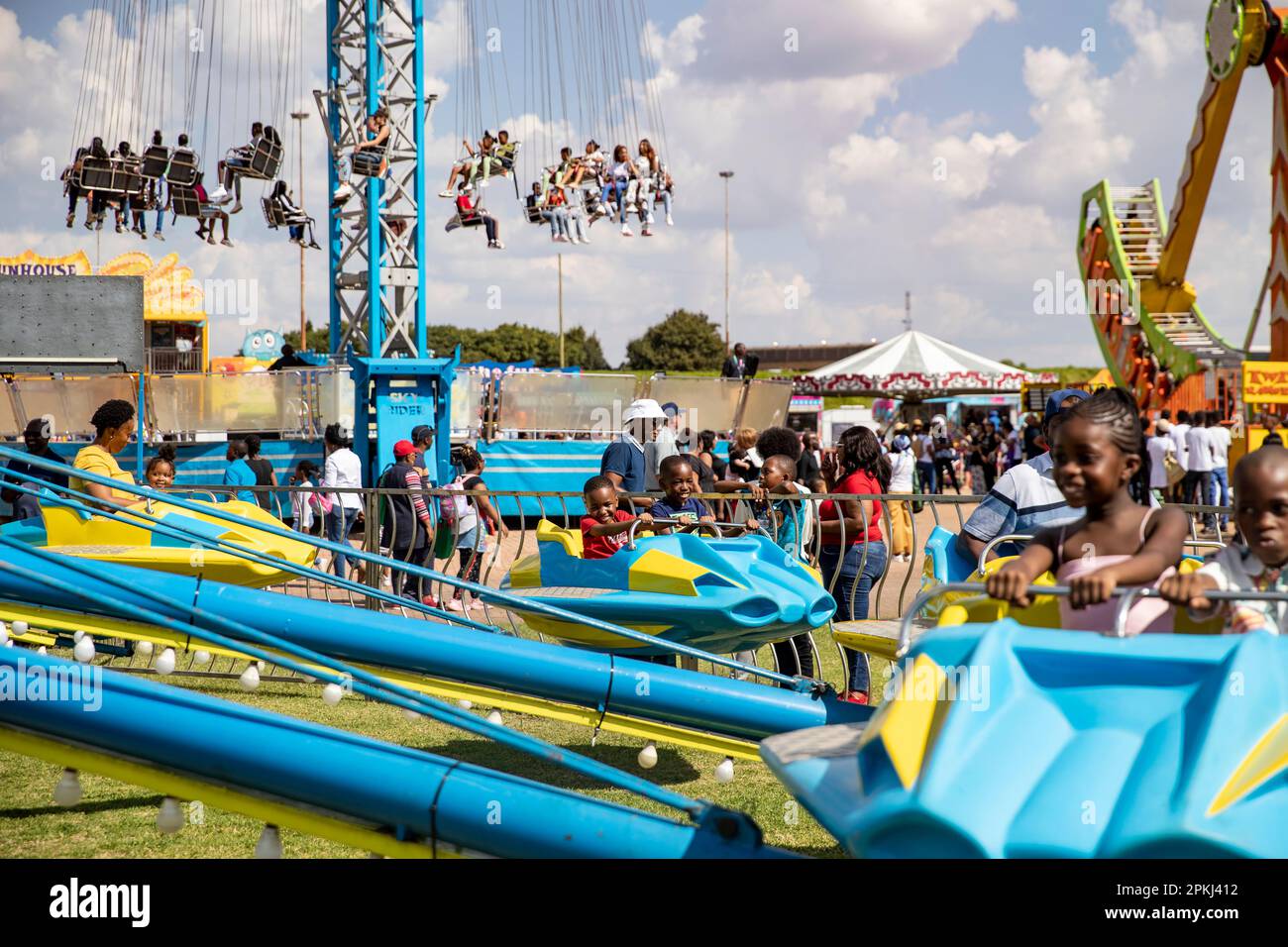 Johannesburg, South Africa. 7th Apr, 2023. Visitors take amusement ...