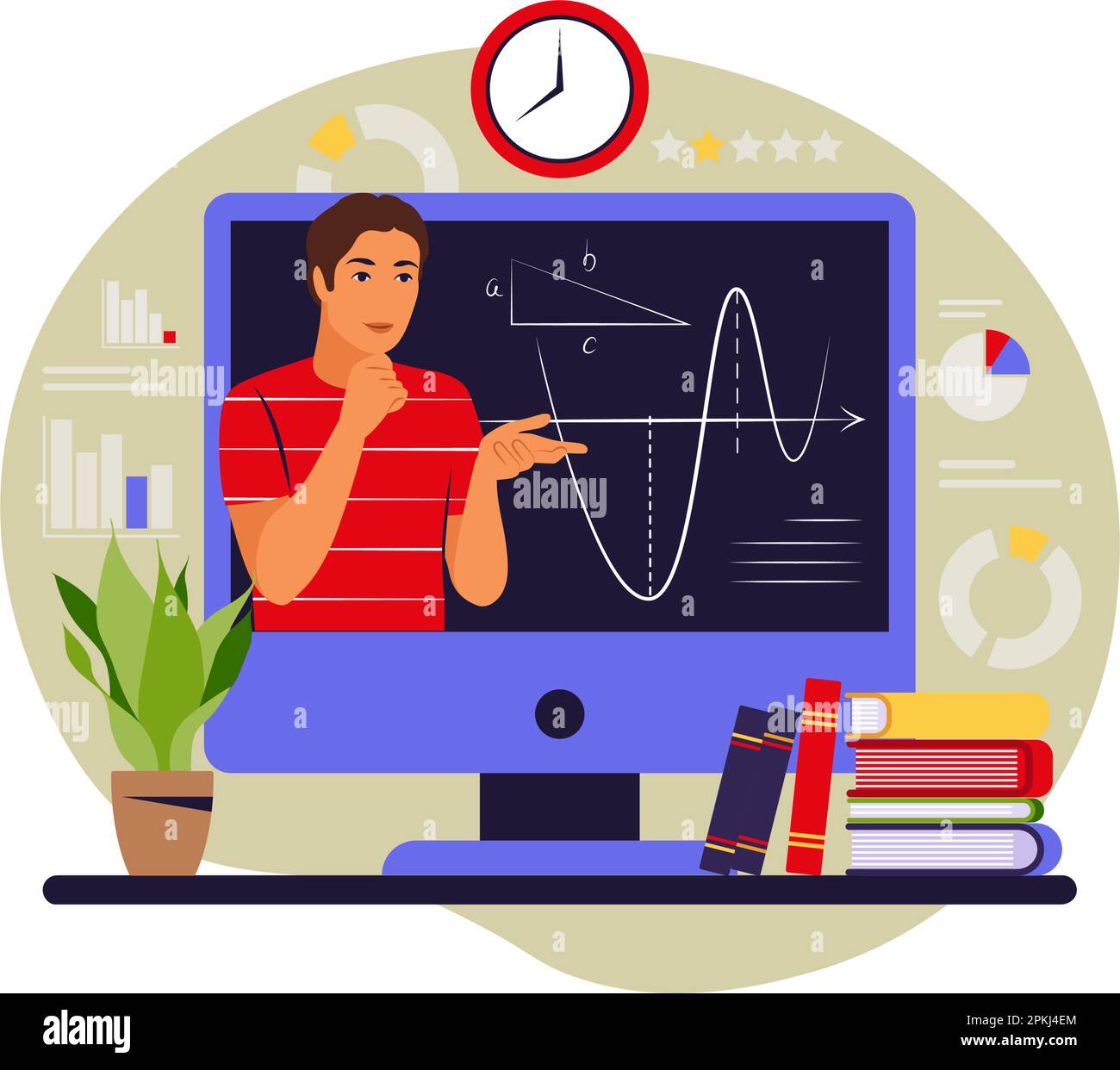 Online learning concept. Distance study. Vector illustration. Flat ...