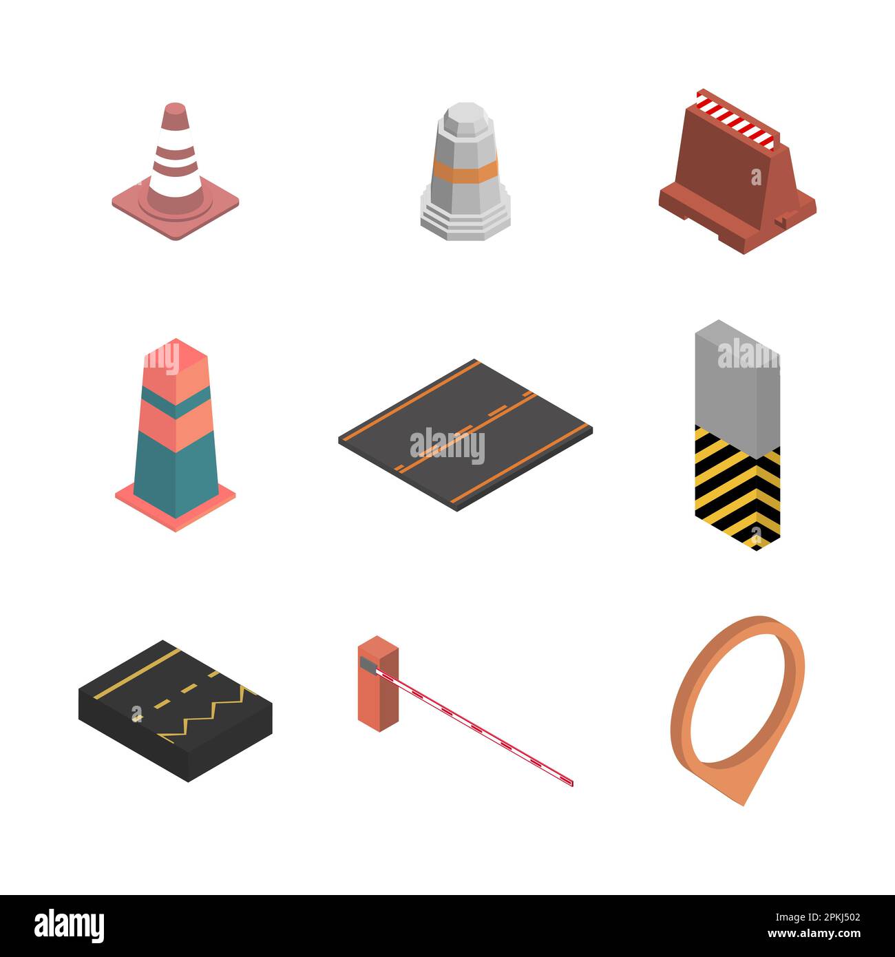 Set of different signs road repairs, isolated on white background ...