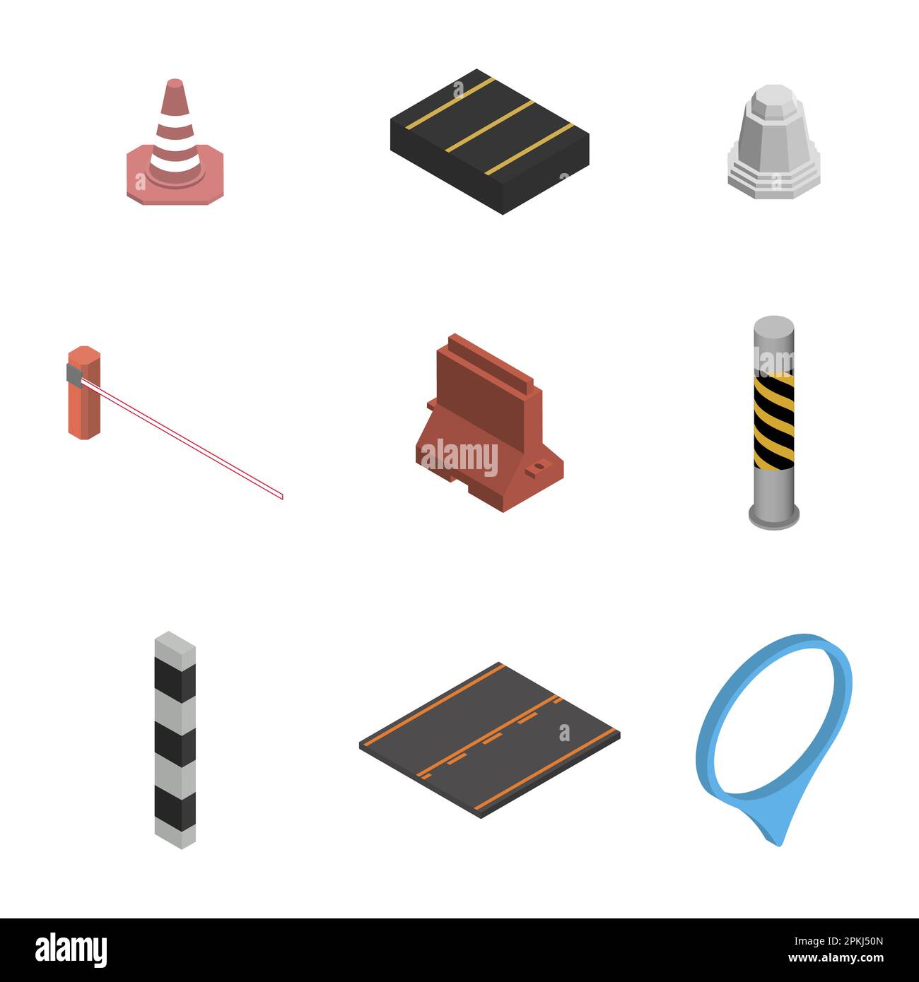 Set of different signs road repairs, isolated on white background ...