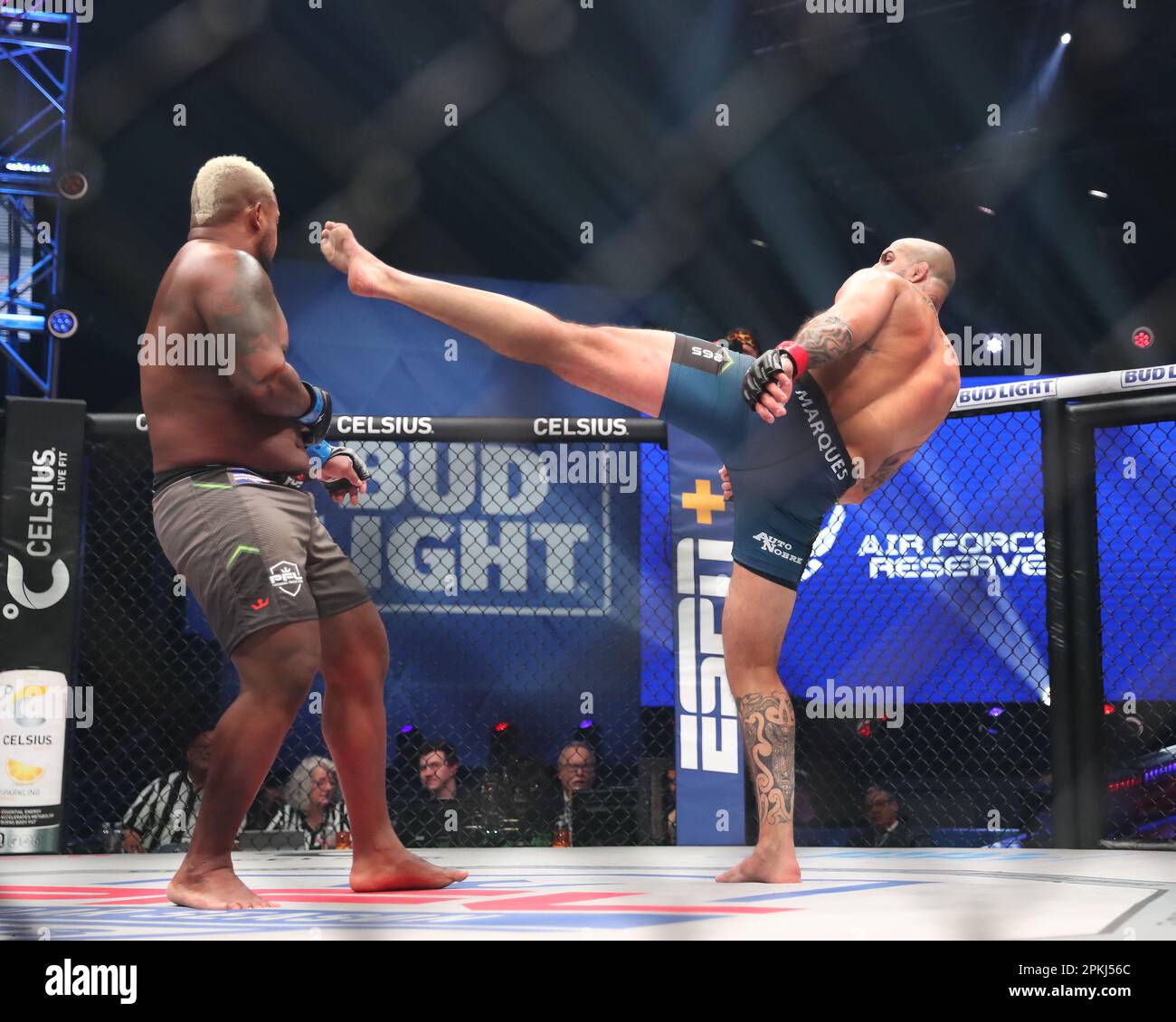 LAS VEGAS, NEVADA - APRIL 7: Danilo Marques and Yorgan De Castro meet in the octagon for their ...