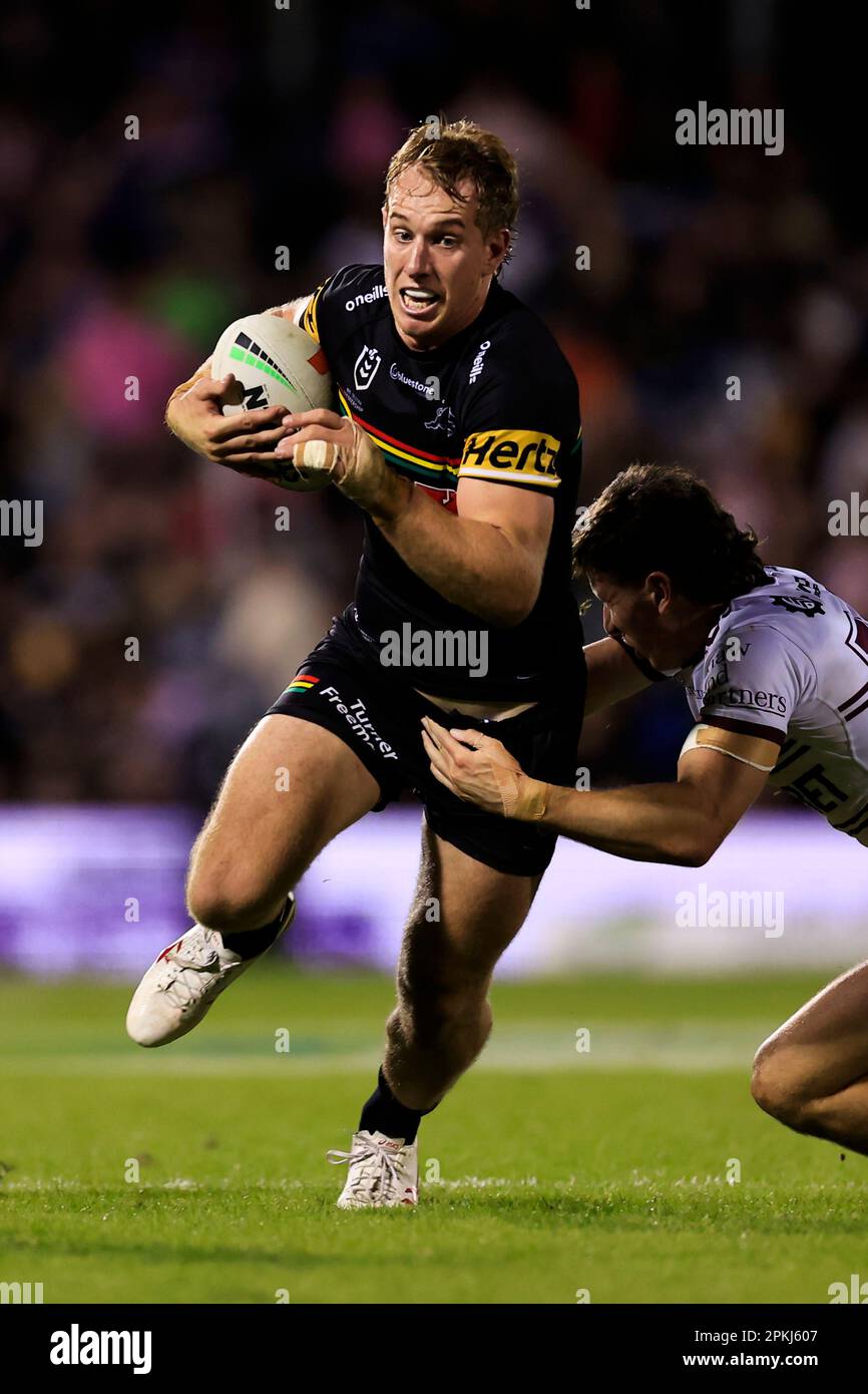 Zac Hosking of the Panthers runs with the ball during the NRL Round 6 ...