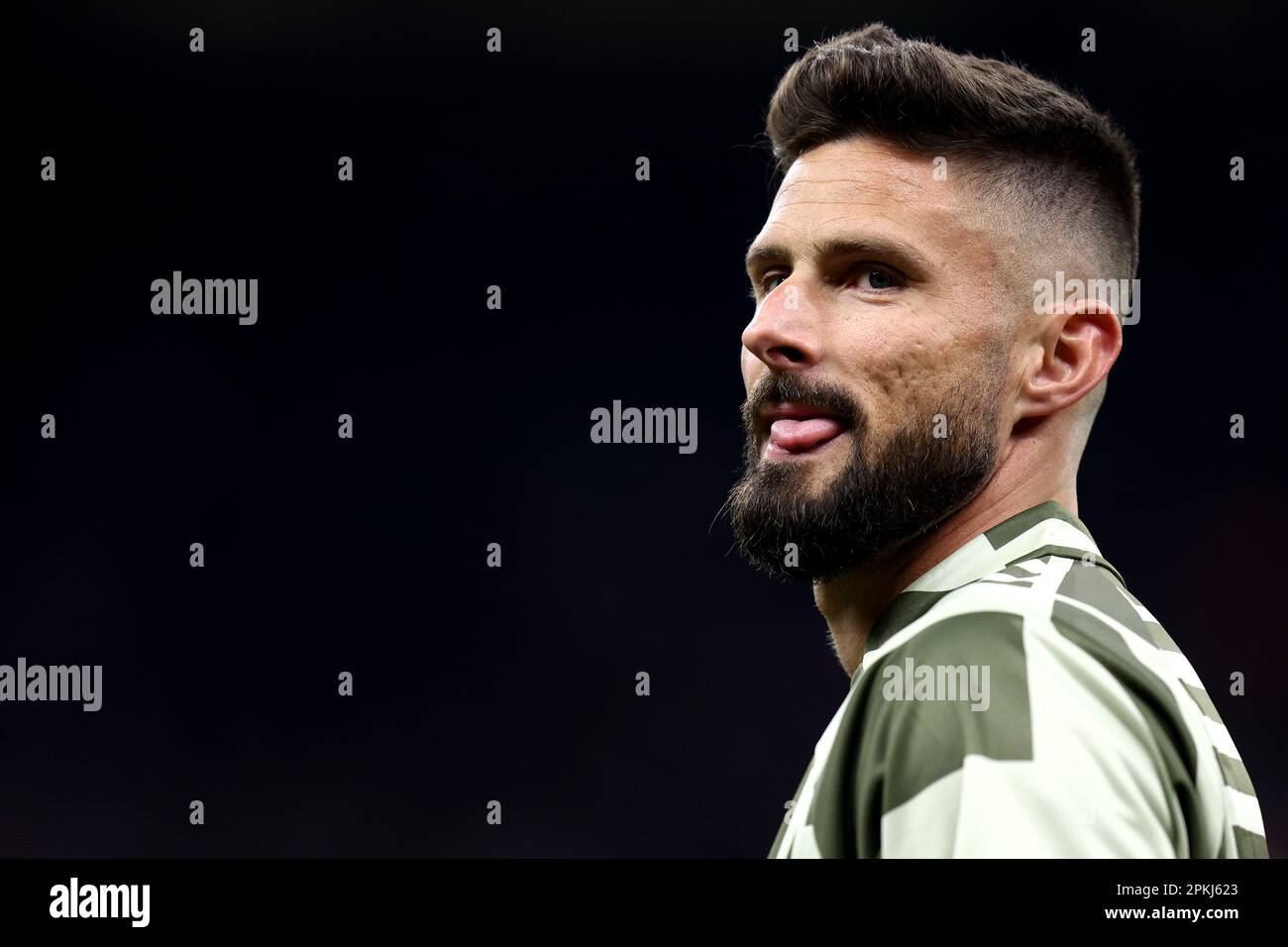 Milano, Italy. 07th Apr, 2023. Olivier Giroud of Ac Milan during warm ...