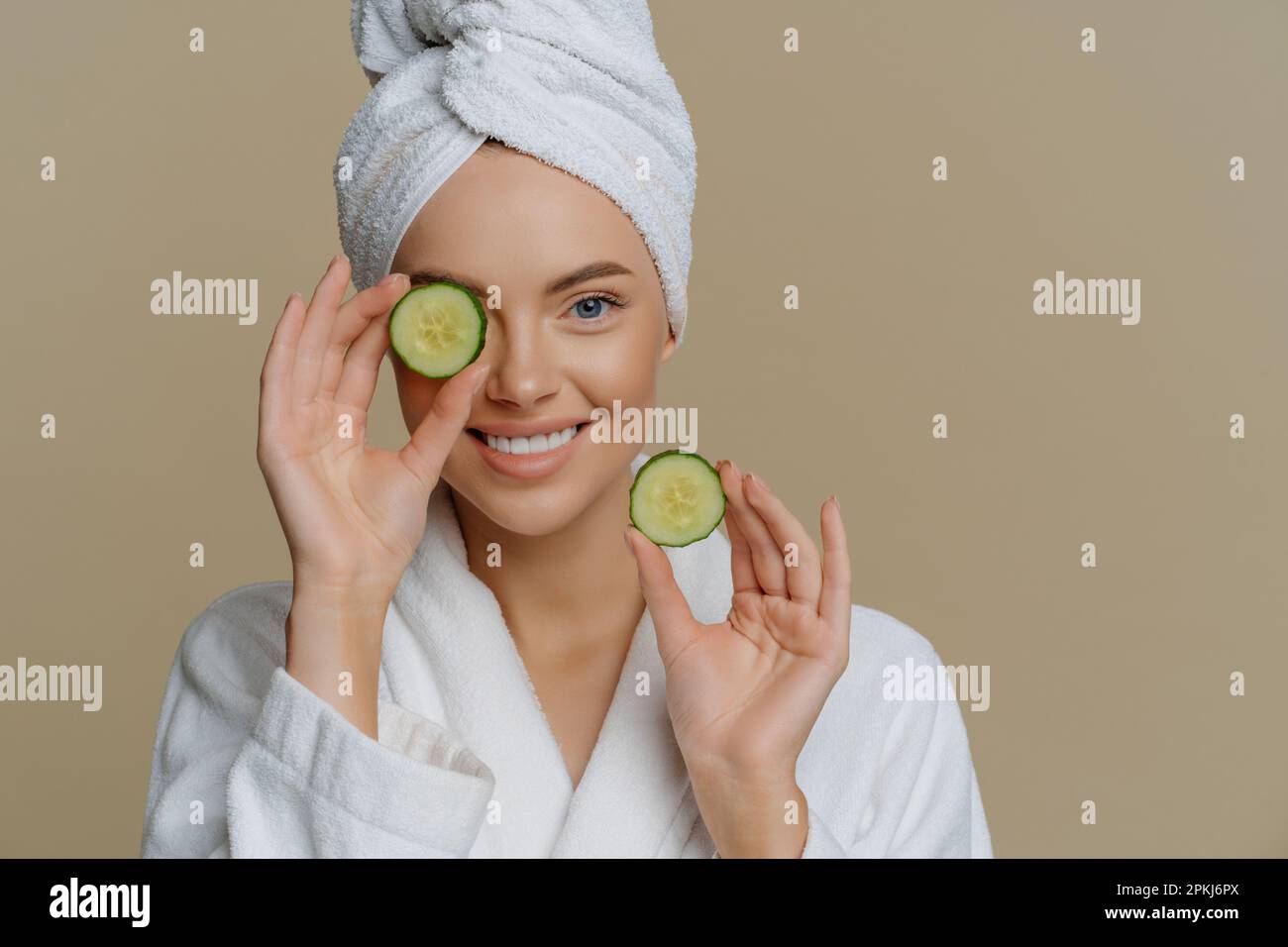 Skin care natural beauty and cosmetology concept. Positive refreshed ...