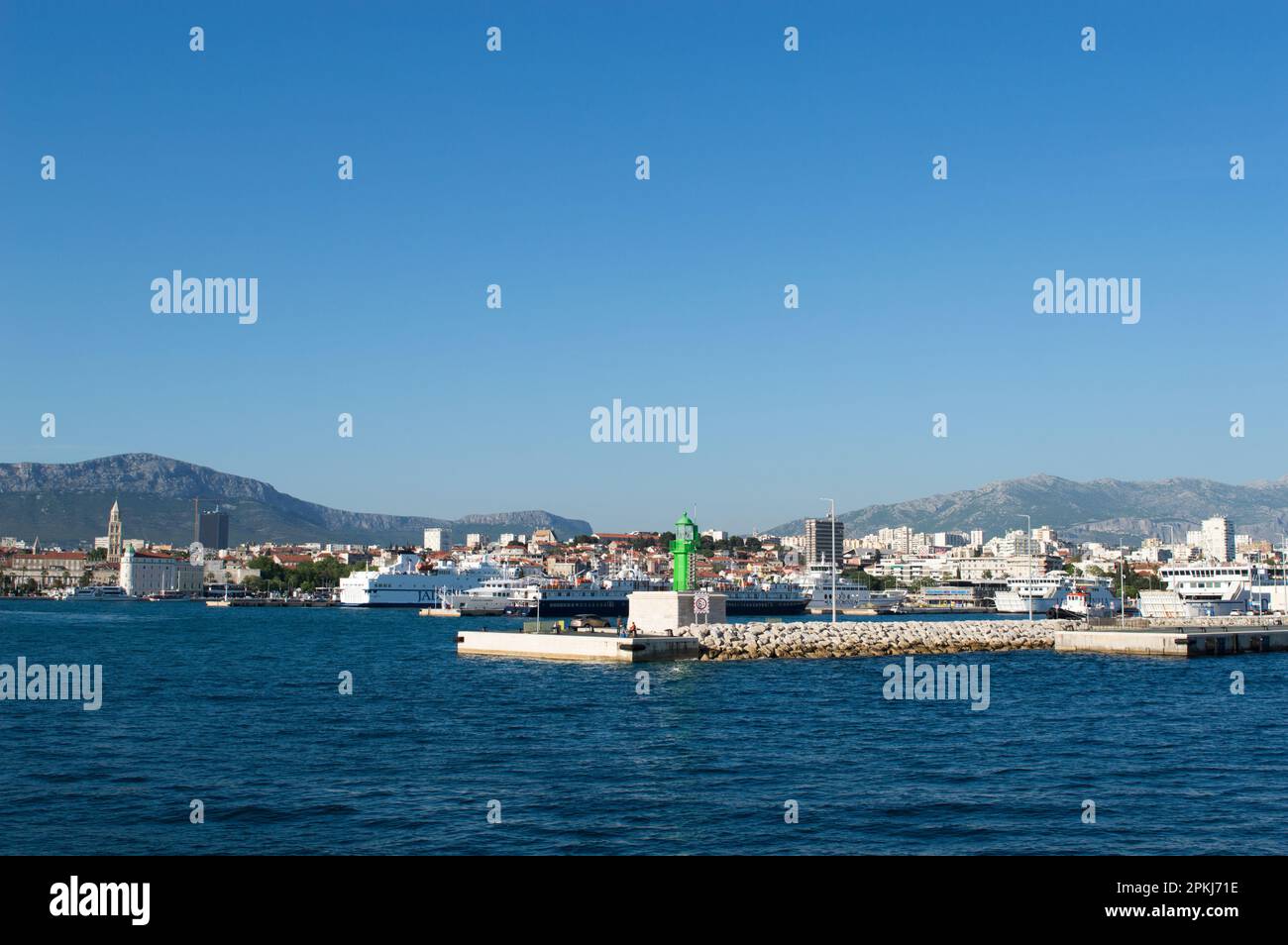 Split, Croatia - 12 May 2022: Entrance of the port of Split with ...