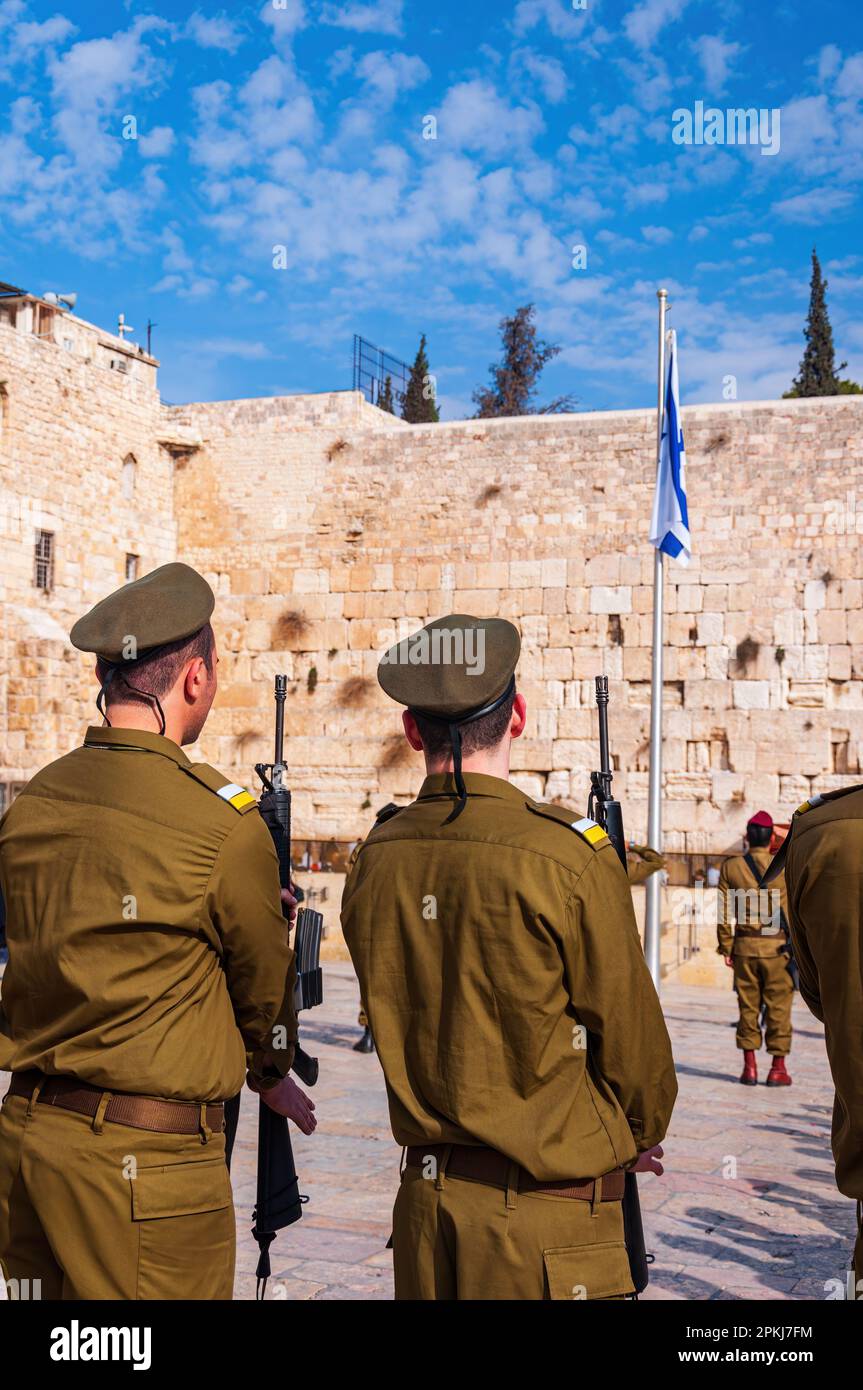 Jerusalem, Israel - December 2009 View of a Israeli soldiers fraternity ...