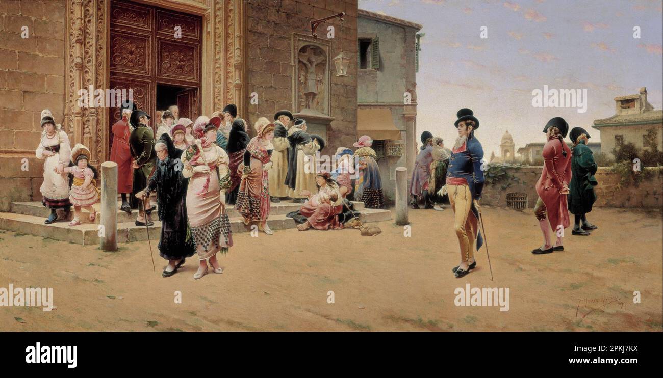A la salidad de misa (Leaving Church) 1890 by German Alvarez Algeciras ...