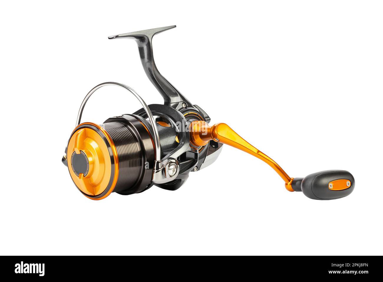 Feeder fishing tackle. Fishing reel isolated on white background. File ...