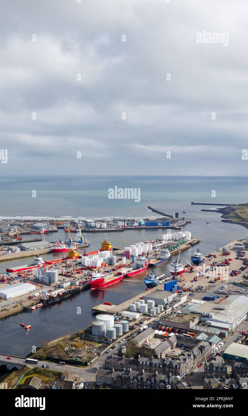 Aberdeen harbour and ships viewed from above Stock Photo - Alamy