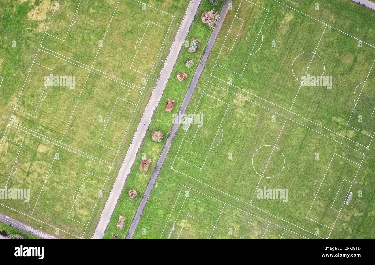 Football pitch aerial view from high above Stock Photo - Alamy